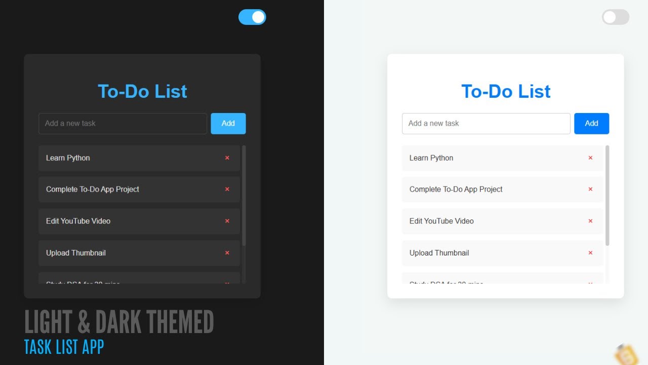 📝 Create To-Do List with Dark/Light Mode using HTML, CSS & JavaScript | Save to LocalStorage