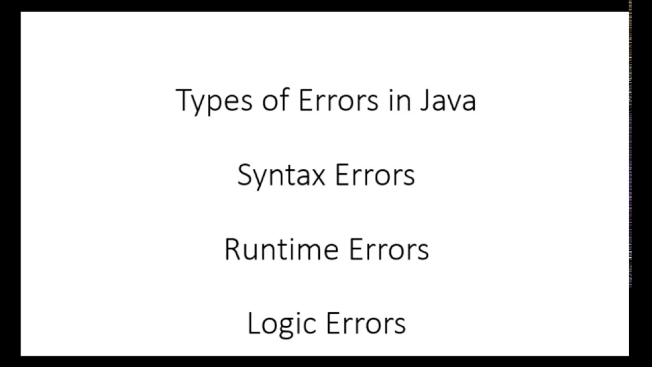 Types of Common Errors in Java programming Eclipse
