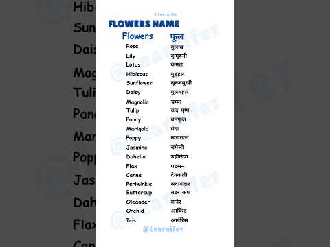 20 Flowers Name in english and hindi #Flowers Name #Flower Name | फूलों के नाम | phoolon ke naam