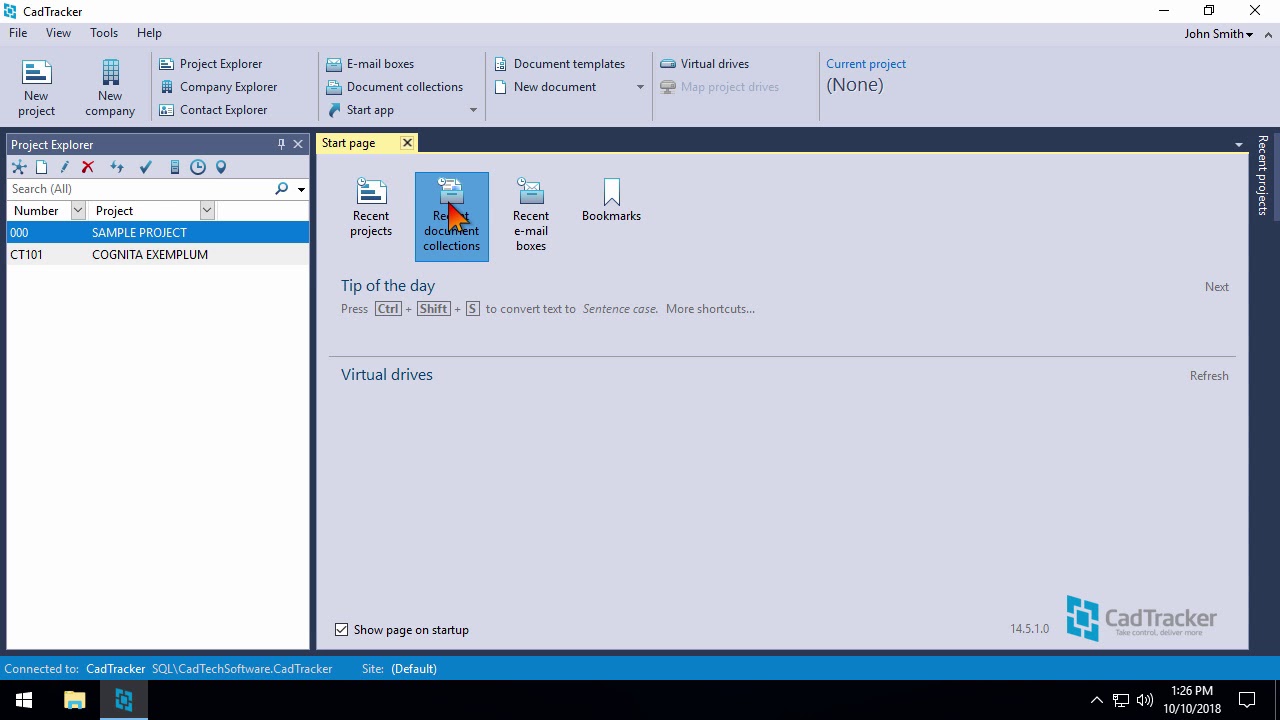 CadTracker UI overview