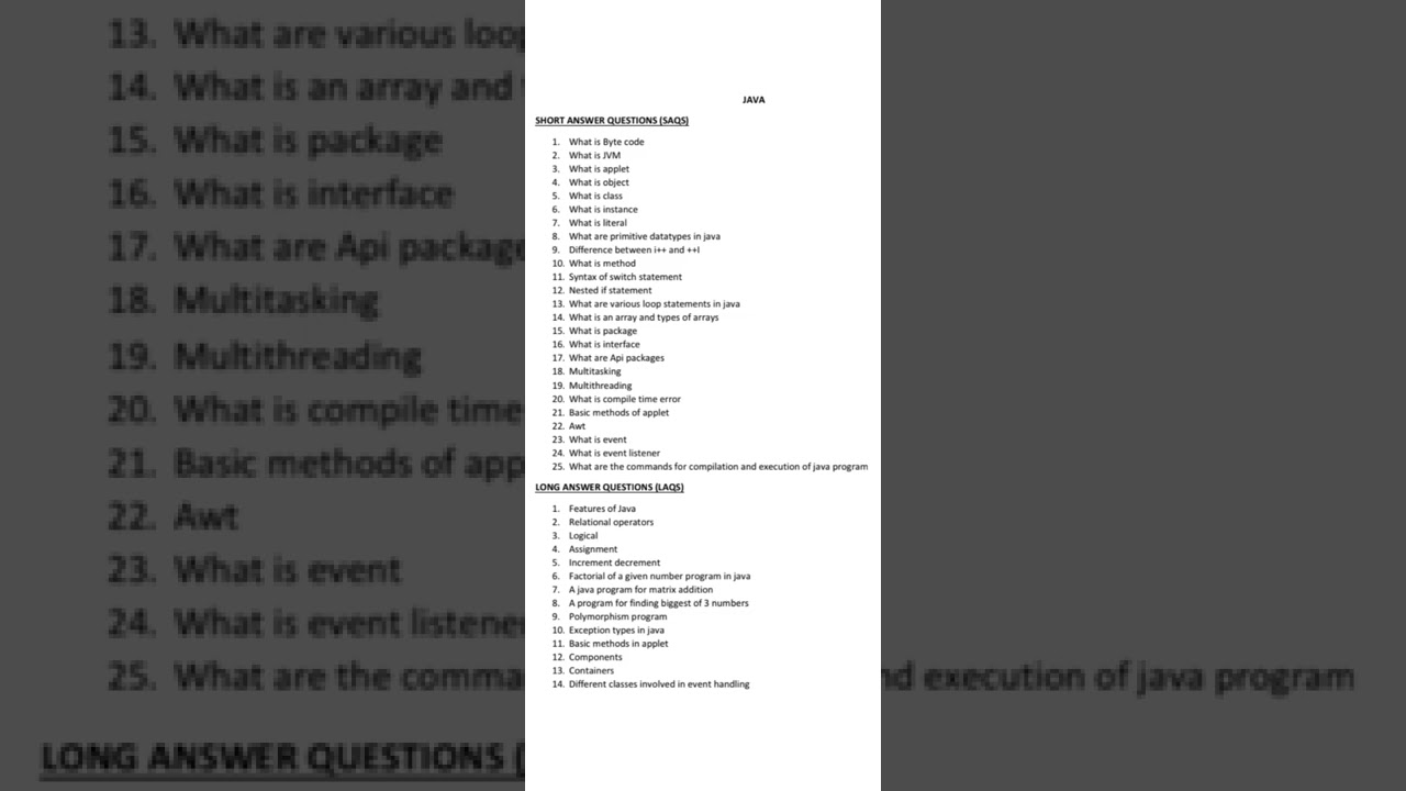 Java important questions (cse 2nd year vocational)[pdf]