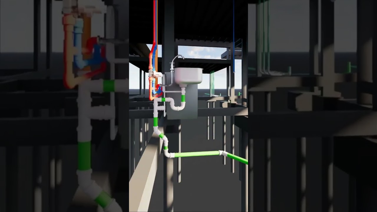 Plumbing Design, Plumbing in 3D, PHE design, Plumbing system #plumbing #plumbingengineering #Shorts
