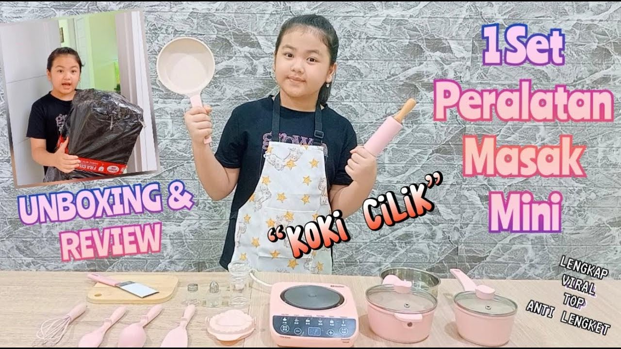 KOKI KECIL UNBOXING / REVIEW PERALATAN MASAK MINI / ALAT MASAK VIRAL / ANTI LENGKET @neysiaemilian537