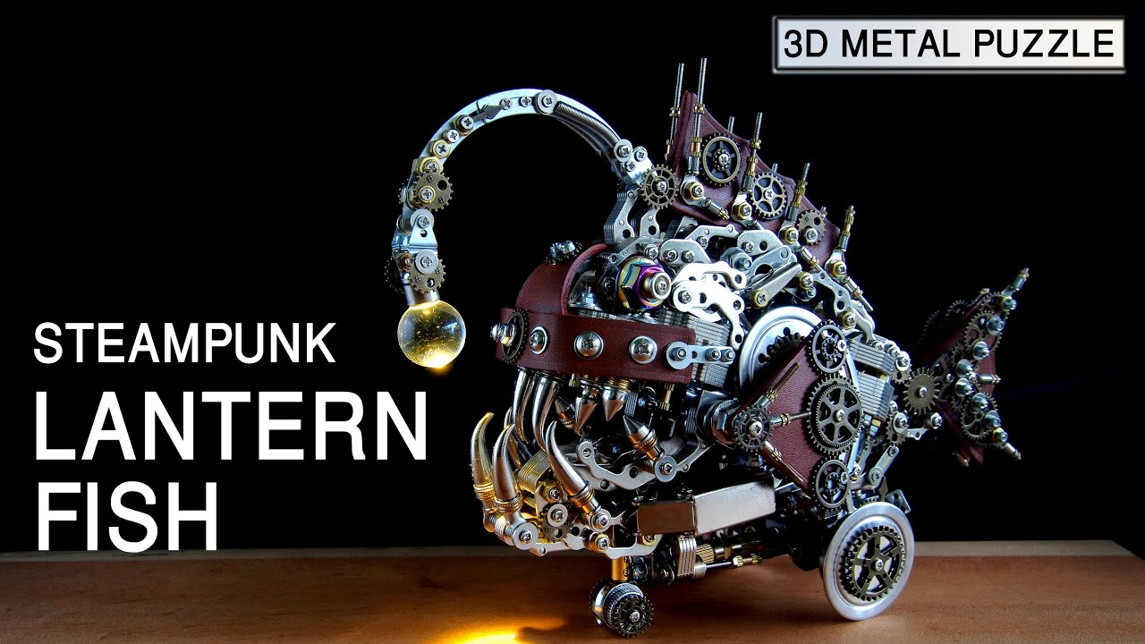 3D Puzzle Model | 1064pcs+ Steampunk Deep-sea Anglerfish with Luminous Bulb