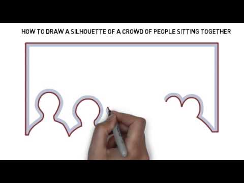 How To Draw A Silhouette Of A Crowd Of People Sitting Together