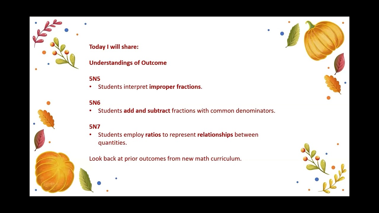 Unpacking the New Math Curriculum Grade 5 'Fractions'