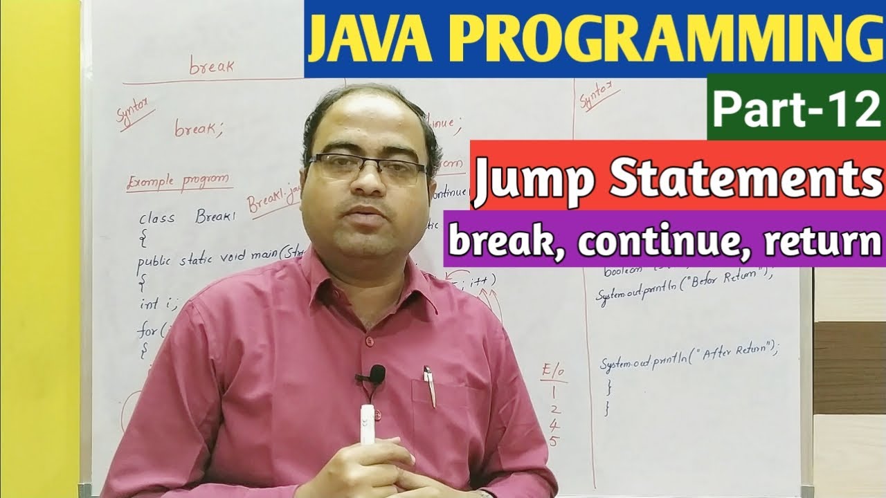 JAVA PROGRAMMING | Part-12 | Jump Statements | break, continue & return