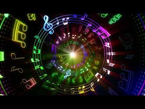 Colorful music symbol tunnel celebration screen dynamic background video new