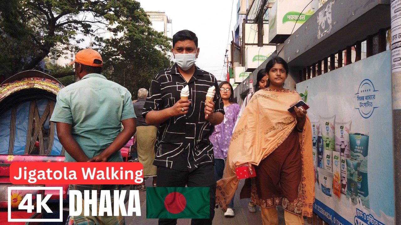 Dhaka Jigatola Road Evening Walking Tour 🇧🇩 | Busy Streets & Student Life