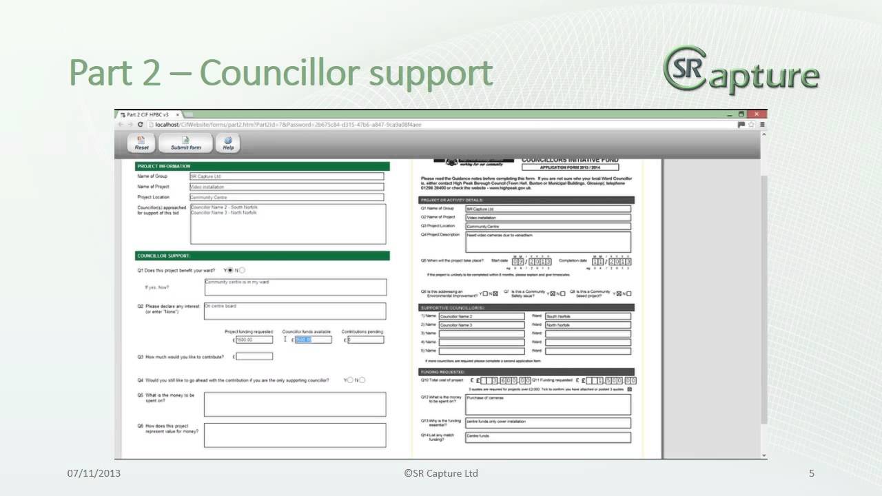Form processing using a data capture solution. Case Study - HP Teleform - SRC CIF intro
