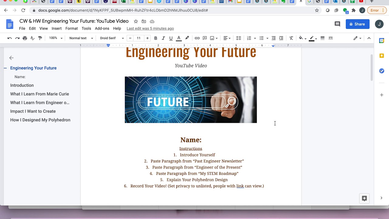 Engineering Your Future Tutorial