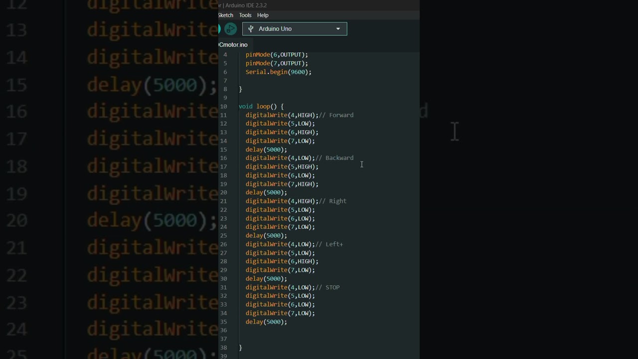 Arduino Code -- DC MOTOR #arduinoprogramming #arduinosoftware #arduinocode #code #arduino
