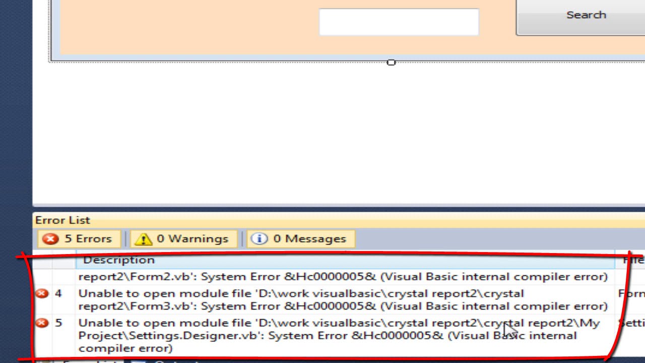 System Error :Unable to open module file -Visual Basic.net
