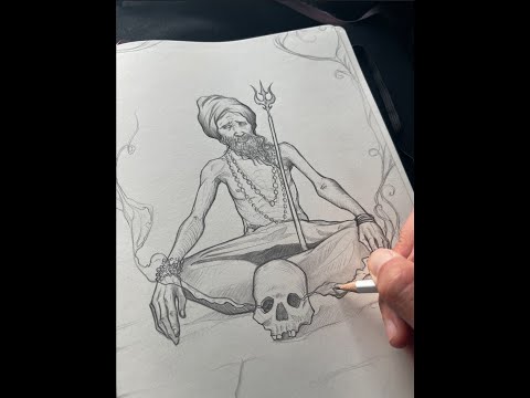 Sketch of a Mysterious Man With A Smoking Skull 💀 #sketch #pencildrawing #shorts #drawing #artist