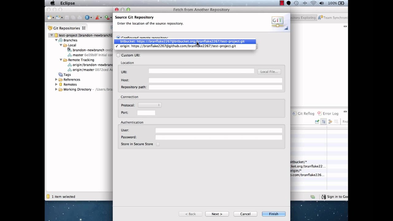 Eclipse - Fetch with git