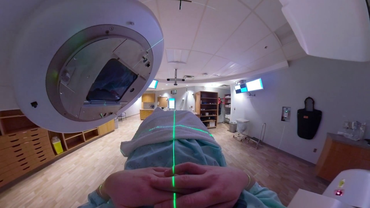Demonstrating how a patient receives treatment with the linear accelerator