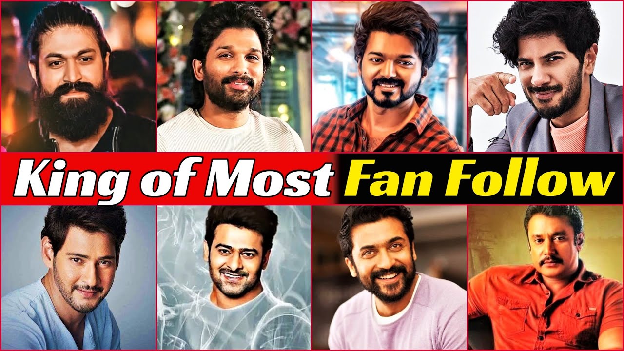 South Indian Actors with Highest Fans Following | Actor With Most Fan Base