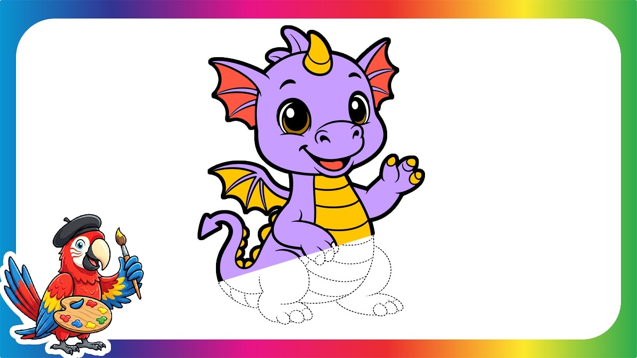 How to Draw a Cute Dragon (+FREE Tracing Worksheet File)