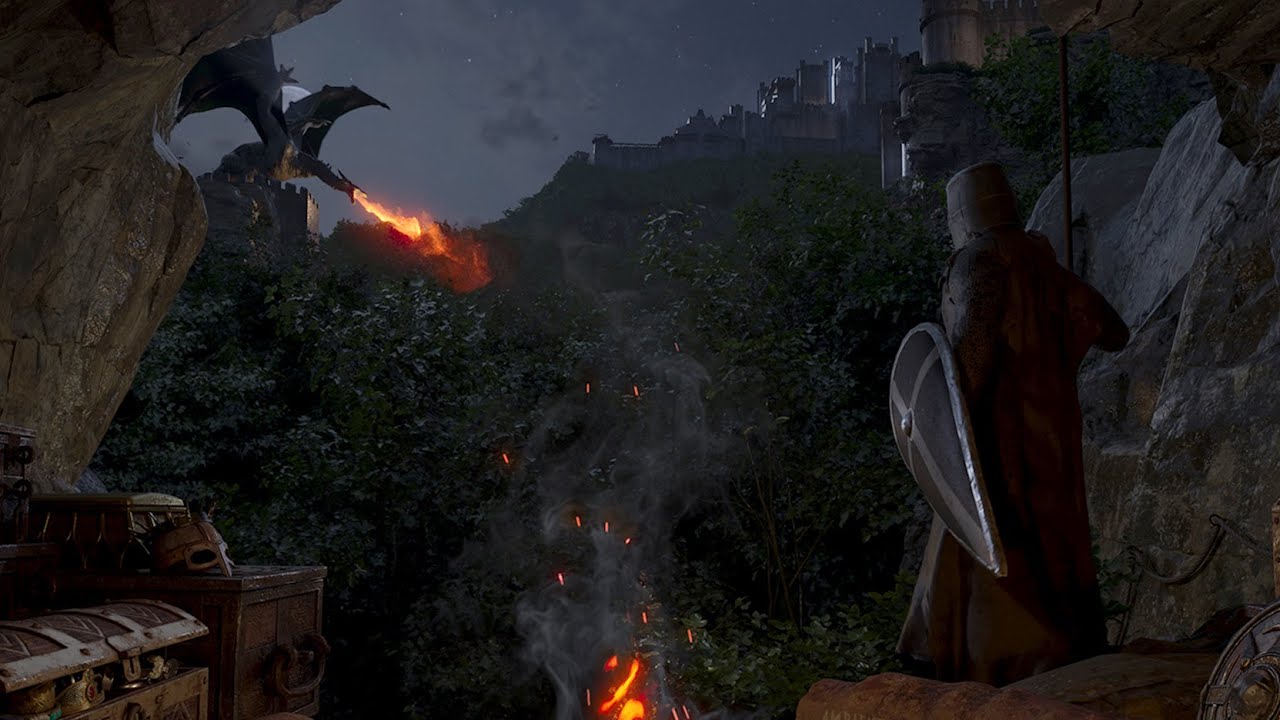 A Land Of Knights & Dragons | A Medieval Cave Ambience | Fantasy Ambience For Sleep Or Study