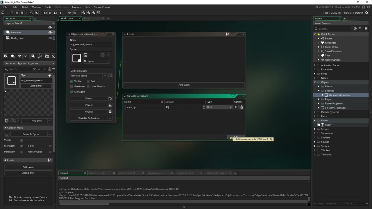 Asteroids (GameMaker) Lesson 3.1 - Asteroids