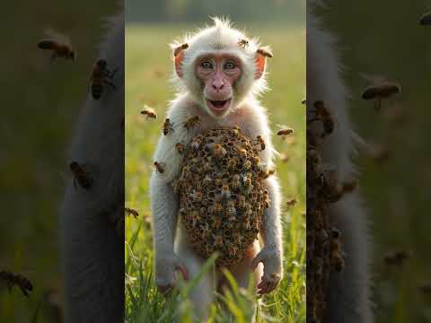 The monkey is so heartbroken that even a bee sting doesn't hurt anymore.๐๐๐ #shorts #fyp #viral #bee