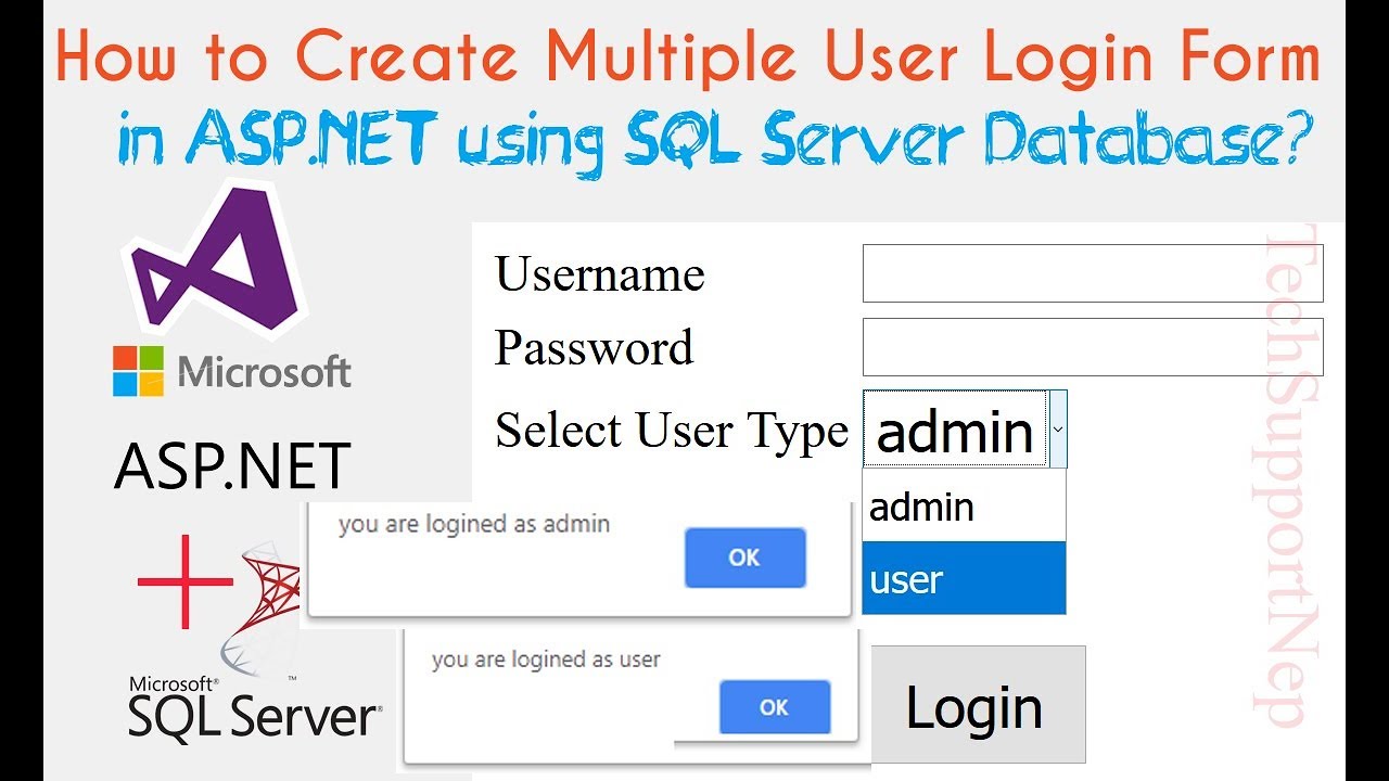 How to Create Multi User Login Form in ASP.NET using SQL Server Database?[With Source Code]
