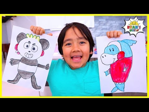 Learn to Draw and Color Combo Panda for Kids with Ryan!!