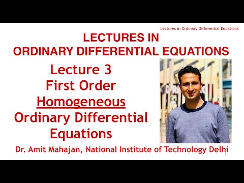 First Order and First Degree Homogeneous Ordinary Differential Equations Video Lecture ...