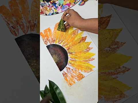 Easy painting with leaf ๐ป๐ #shorts #art