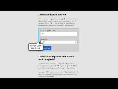 Como usar o conversor de pixel para cm