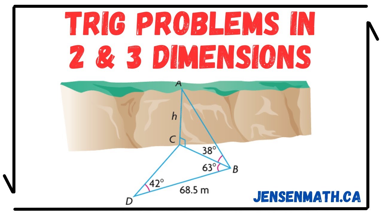 Trigonometry Problems in 2 and 3 Dimensions (full lesson) | jensenmath.ca