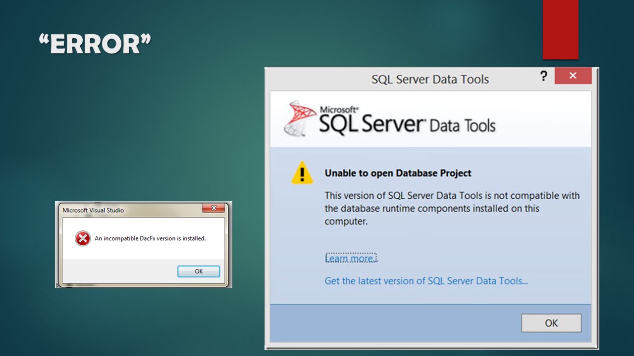 SQL Server Data Tool and DacFX Error