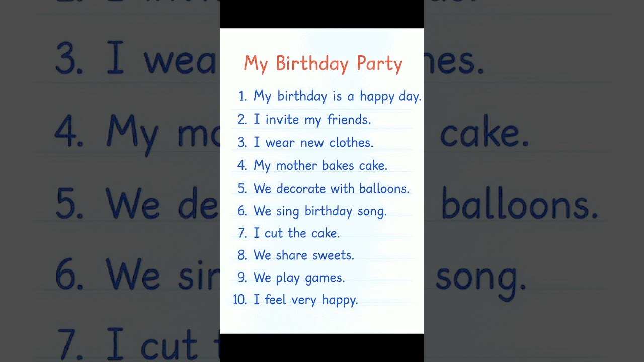 10 Lines Essay on My Birthday Party | Kids Essay Writing