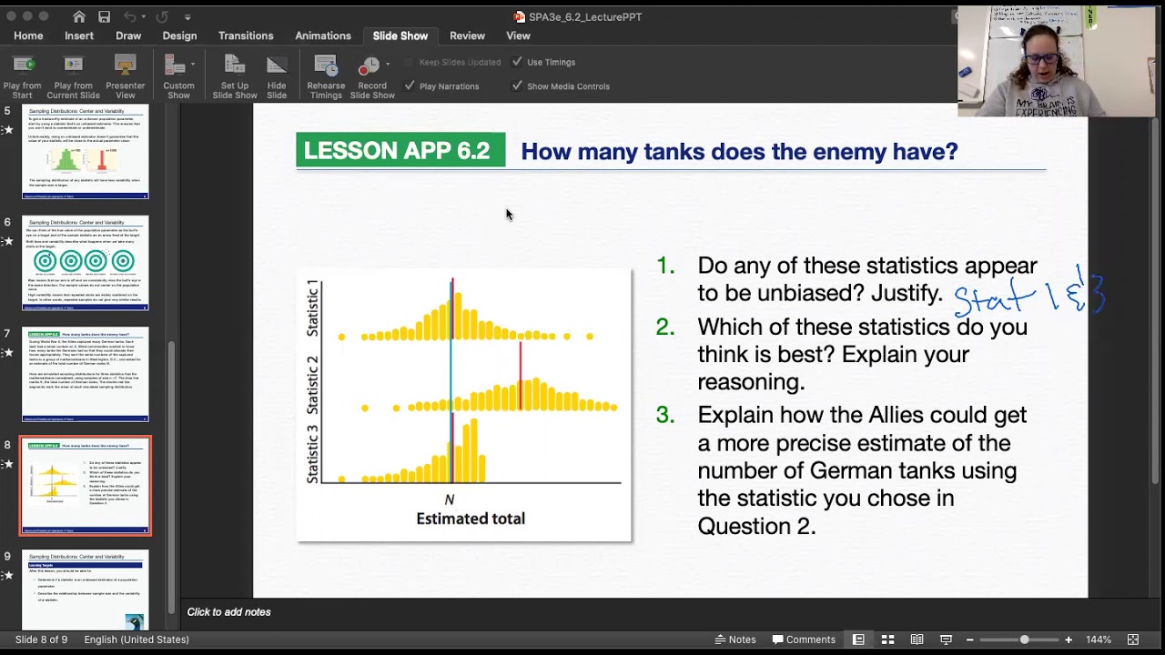 Prob & Stat 6.2 Application Sampling Distributions Center and Variability
