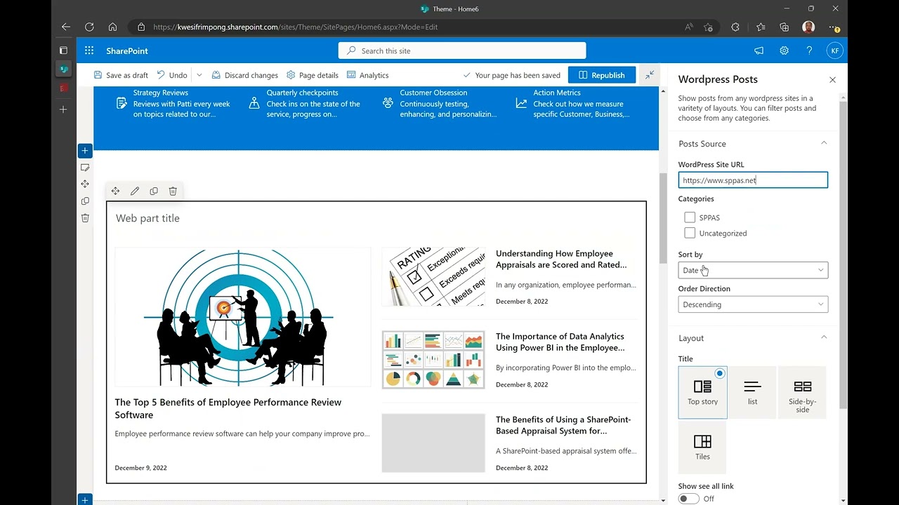 SharePoint SPFx Web Part for WordPress