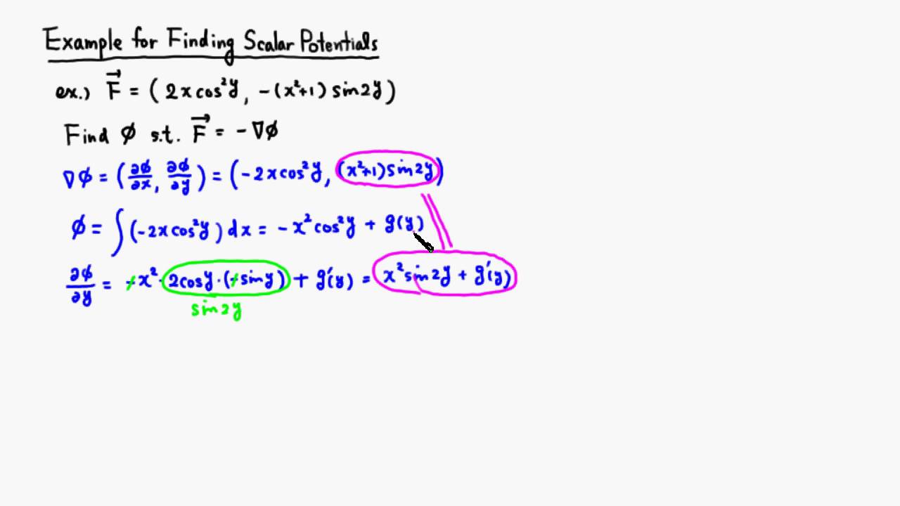 MTH 540 Example for Finding Scalar Potentials