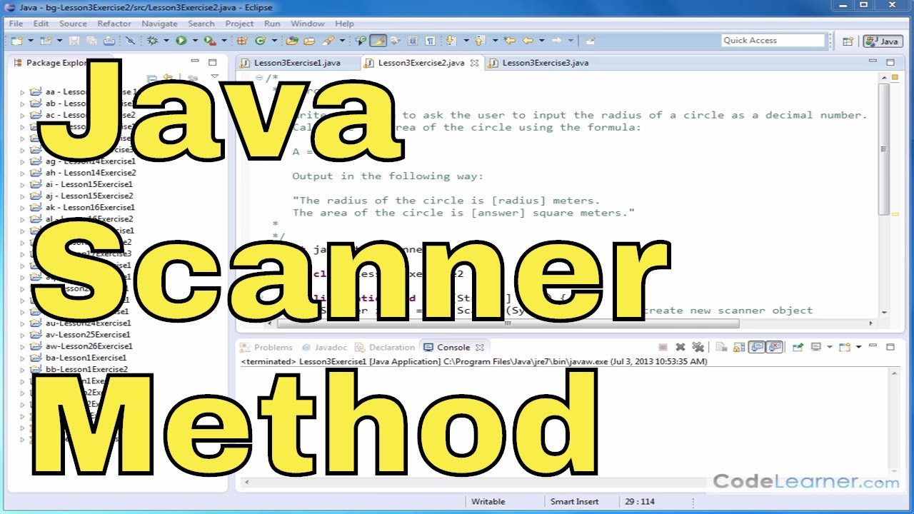 Learn Java - Exercise 03y - Practice Using Java Scanner Method