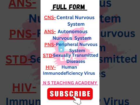Full form of CNS, ANS, PNS, STD, HIV #science #full #form #viral #youtubeshorts #shortsfeed #shorts