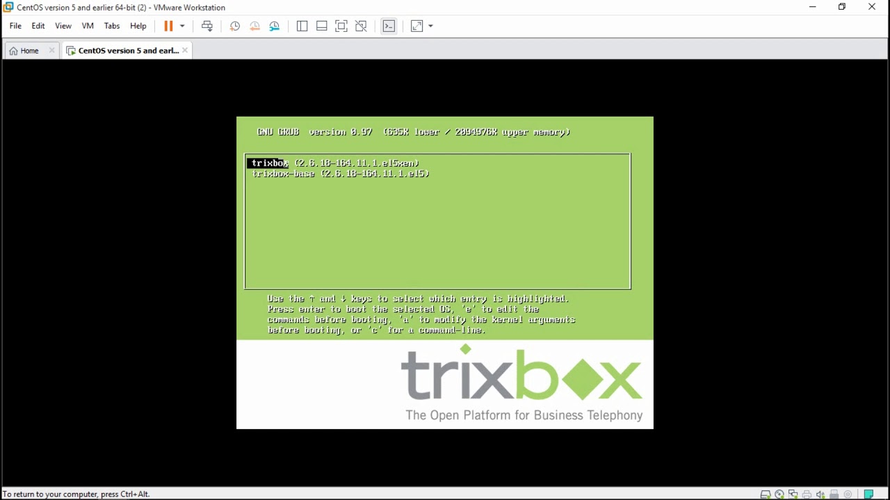 Install trixbox di vmware