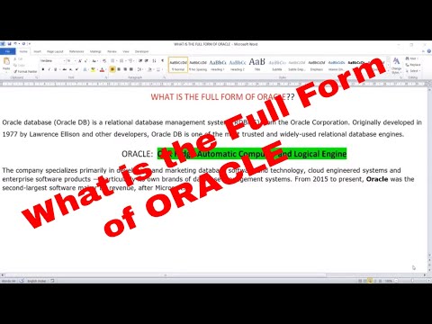 What is the full form of Oracle | What is Oracle