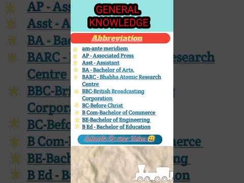 Abbreviation|| General knowledge|| Full form of Asst/BA/BARC/B COM/B ED/ #english #viralshorts #new