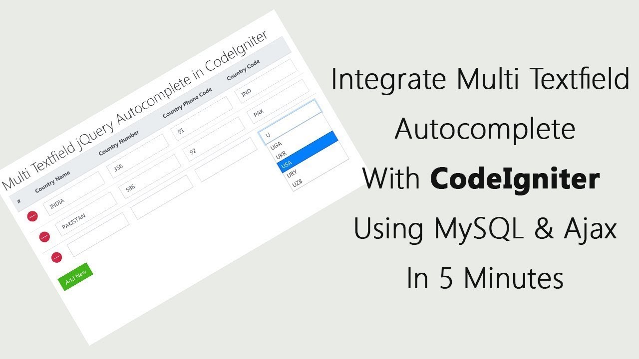 Integrate Multi Textfield Autocomplete with CodeIgniter Using Ajax & MySQL in 5 Minutes