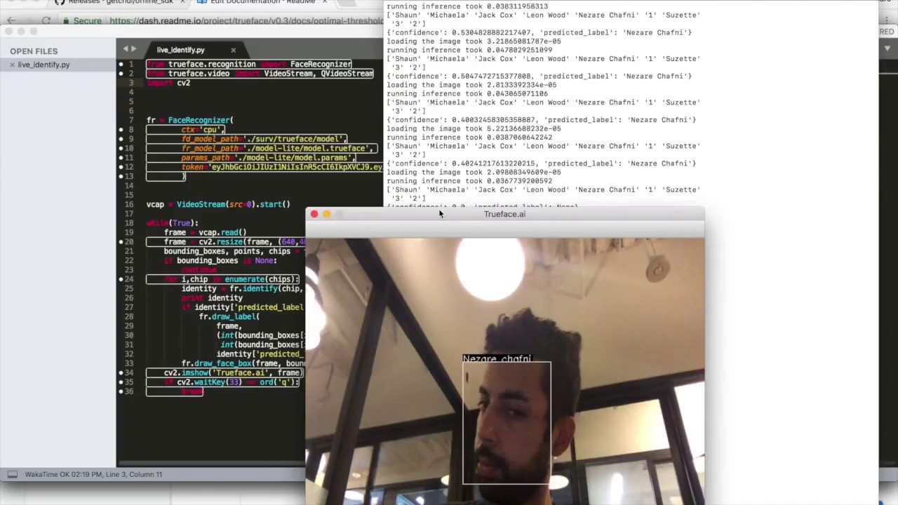 Live Face Recognition with Trueface SDK