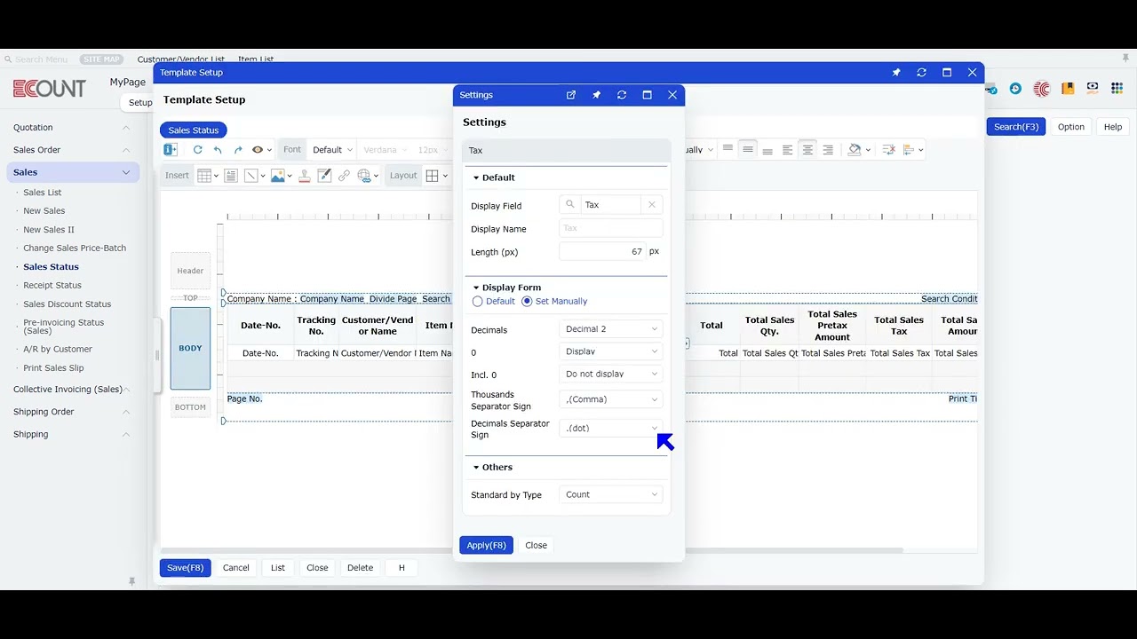 [ECOUNT Basic] Template Setup - Print Template Setup