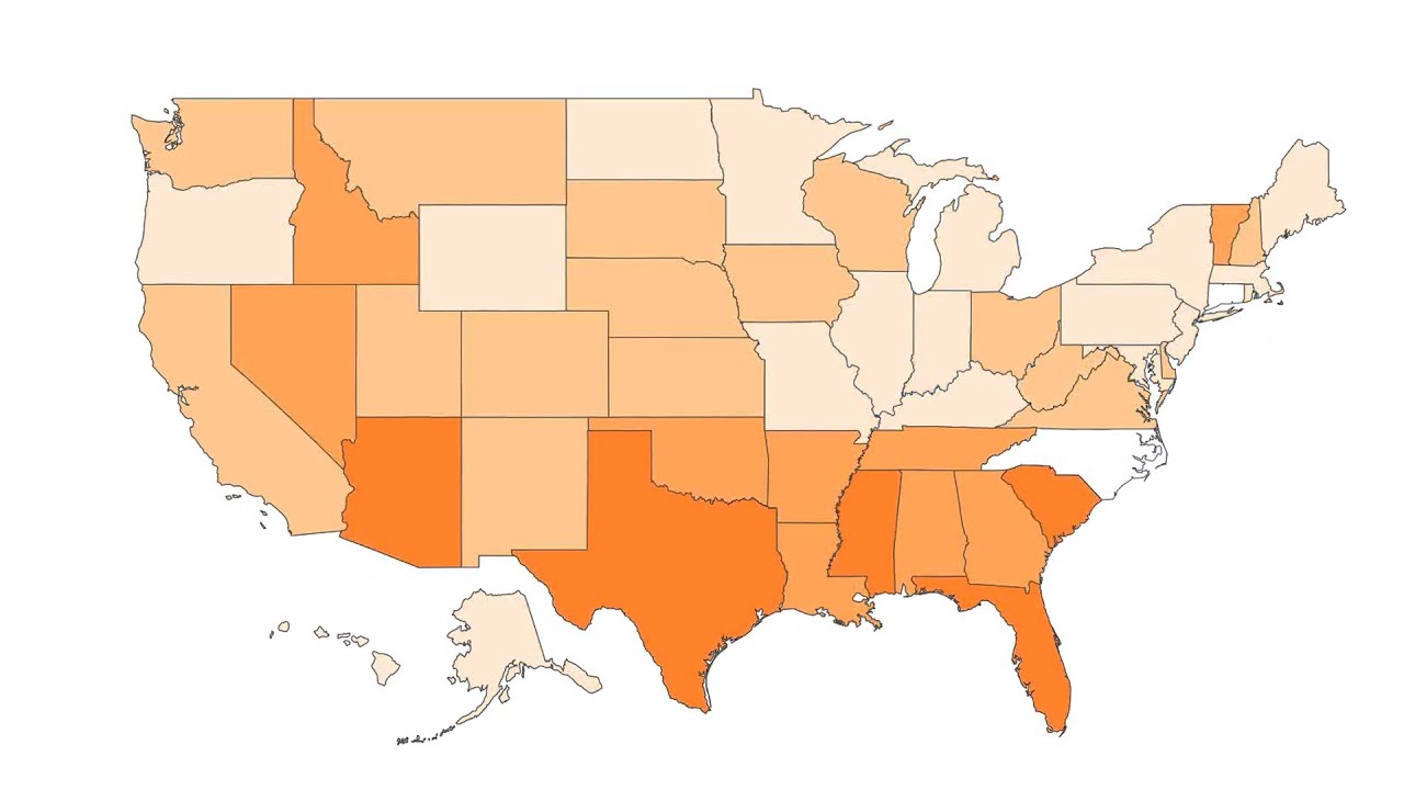 Excess Death Rate During The Coronavirus Pandemic By U.S. State, March-August 2020