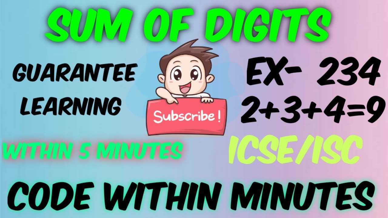 Write a java program to find the sum of digits of number? | ICSE CLASS 10 & 9 COMPUTER