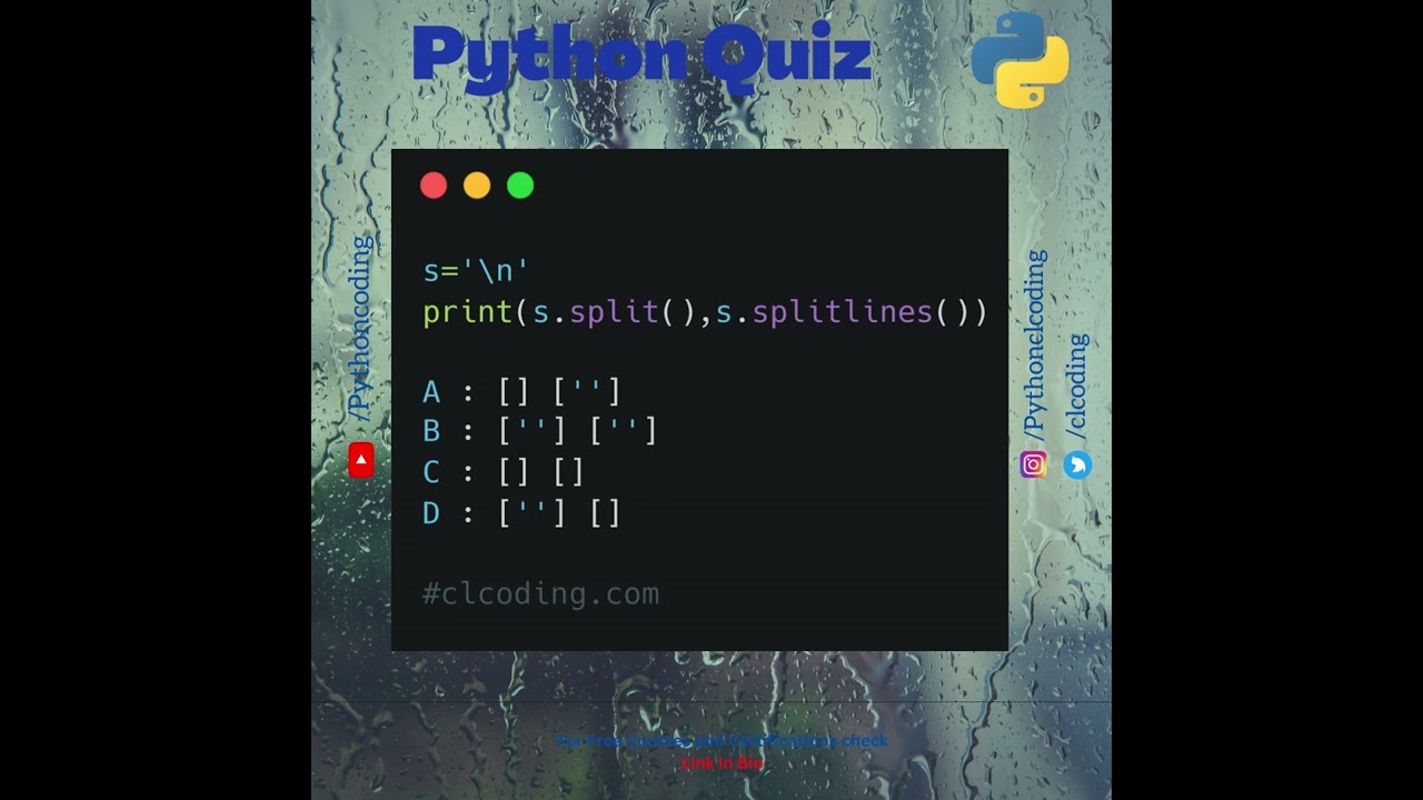 Python Quiz | Day 32 | What is the output of following code ?