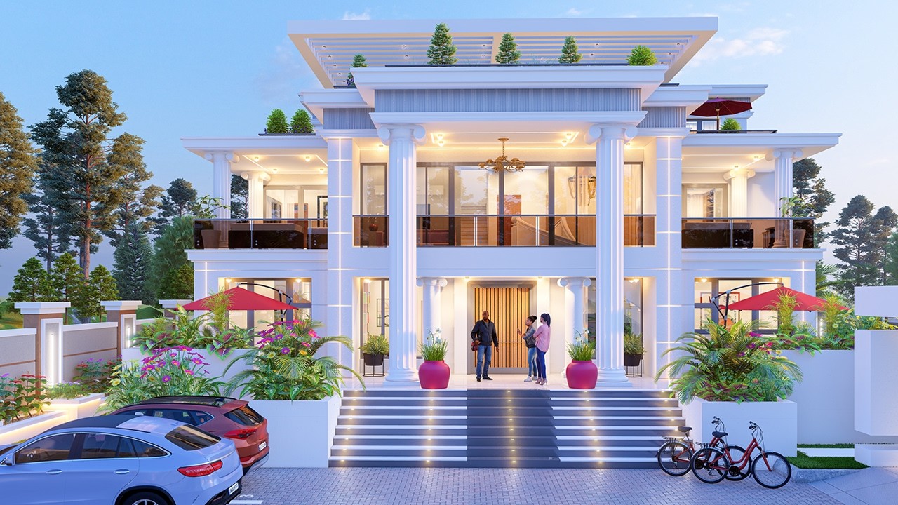 Project 60: Wow! Look at this King's Elegant 6 Bedroom House Design tour!   size [19mx19m]!
