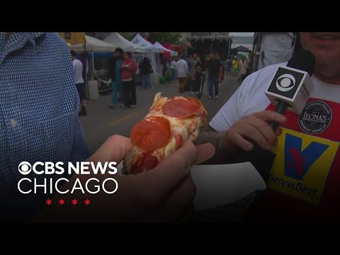 Pizza dog enters the competition at Windy City Hot Dog Fest