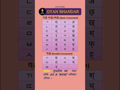 Korean basic and double consonant in Nepali EPS-TOPIK.